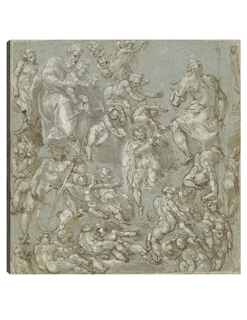 Cuadro decorativo San José y el Niño Jesús con ángeles y amorcillos ...