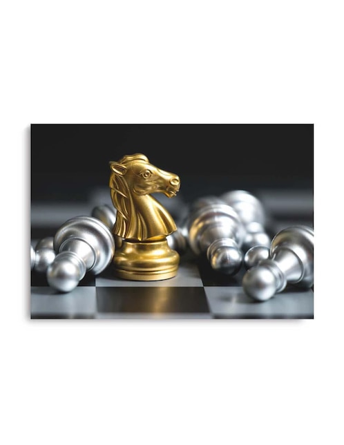 Cuadro decorativo Canvas Art Caballo en Ajedrez con barniz a registro 1