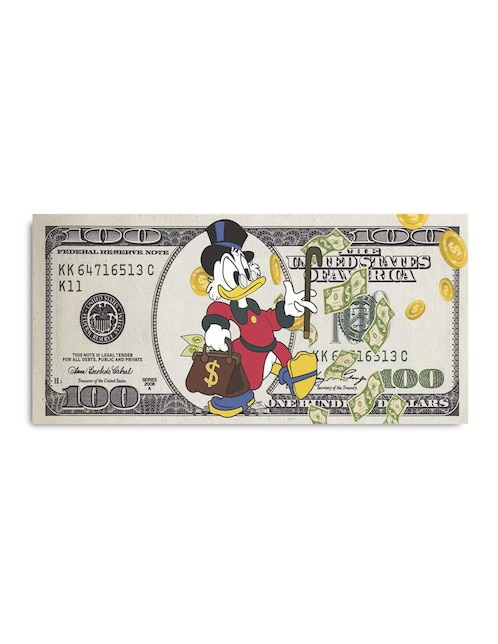 Cuadro decorativo Canvas Art dólar rico mc pato con barniz a registro 1