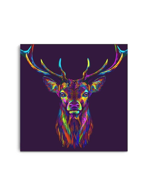 Cuadro decorativo Canvas Art art pop venado con barniz a registro 1