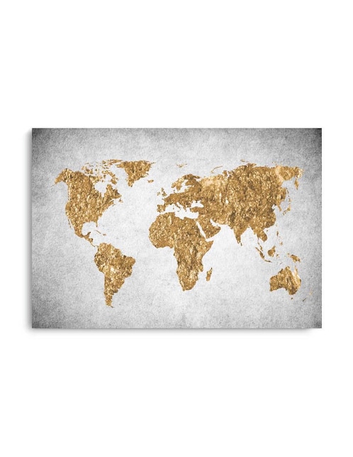 Cuadro decorativo Canvas Art Mapa Mundi dorado con Barniz a Registro 1