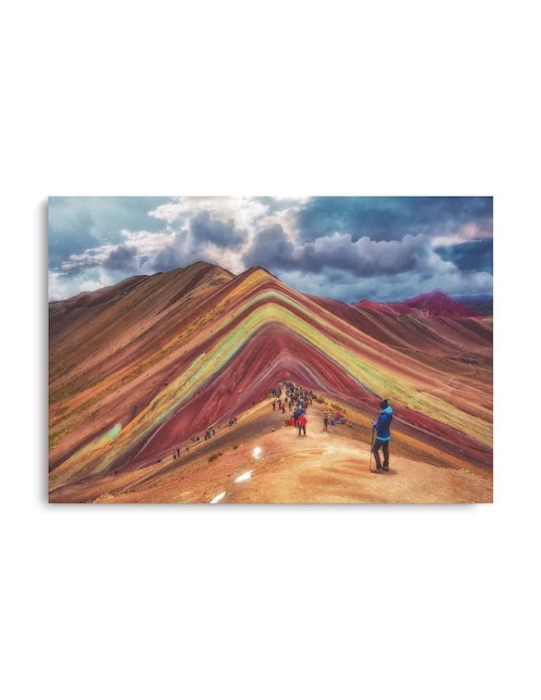 Cuadro decorativo Canvas Art paisaje montañas de los siete colores con barniz a registro 1
