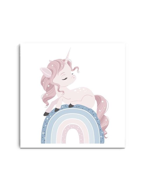 Cuadro decorativo Canvas Art unicornio en su arcoíris con barniz a ...