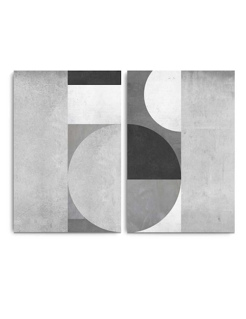 Cuadro decorativo Canvas Art Set De Figura Geométrica En Gris Con Barniz A Registro 1