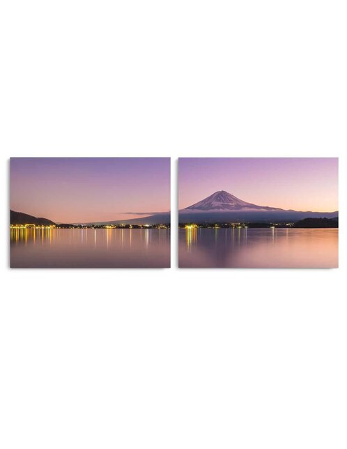 Cuadro decorativo Canvas Art set de panorama de la montaña fuji con barniz a registro 1