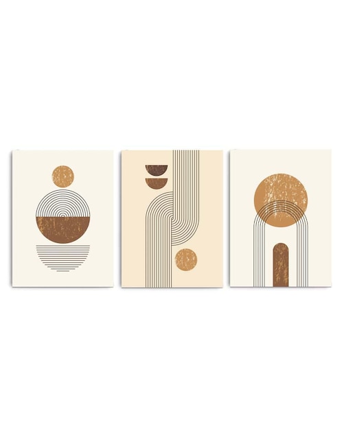 Cuadro decorativo Canvas Art set de figuras geométricas con rayas con barniz a registro 1