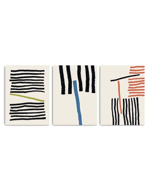 Cuadro decorativo Canvas Art set de líneas minimalista con barniz a ...