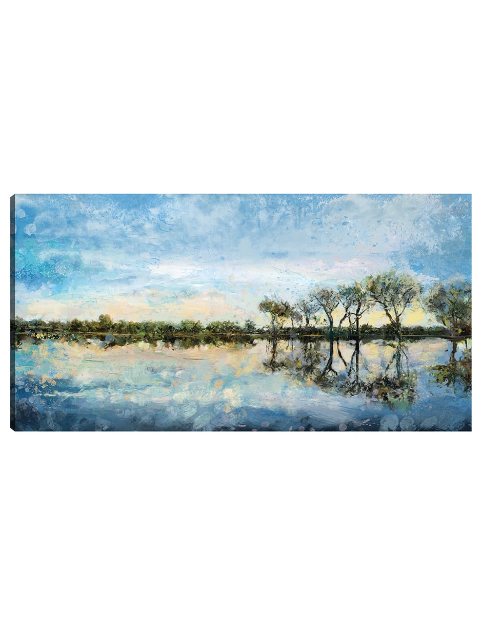 Cuadro decorativo Sol junto al lago técnica mixta Cuadros Jr Lagos