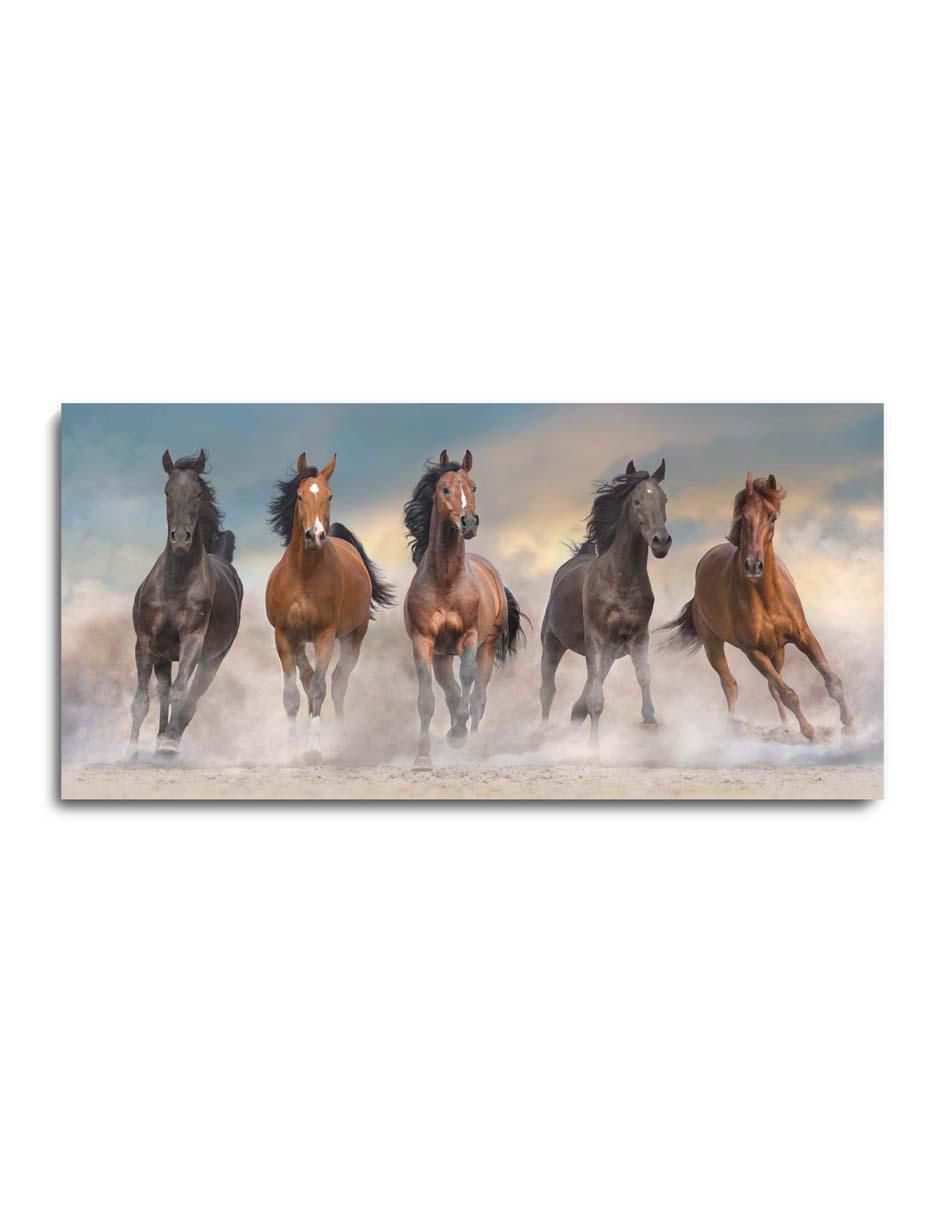 Cuadro decorativo Canvas Art rebaño de caballo con barniz a registro