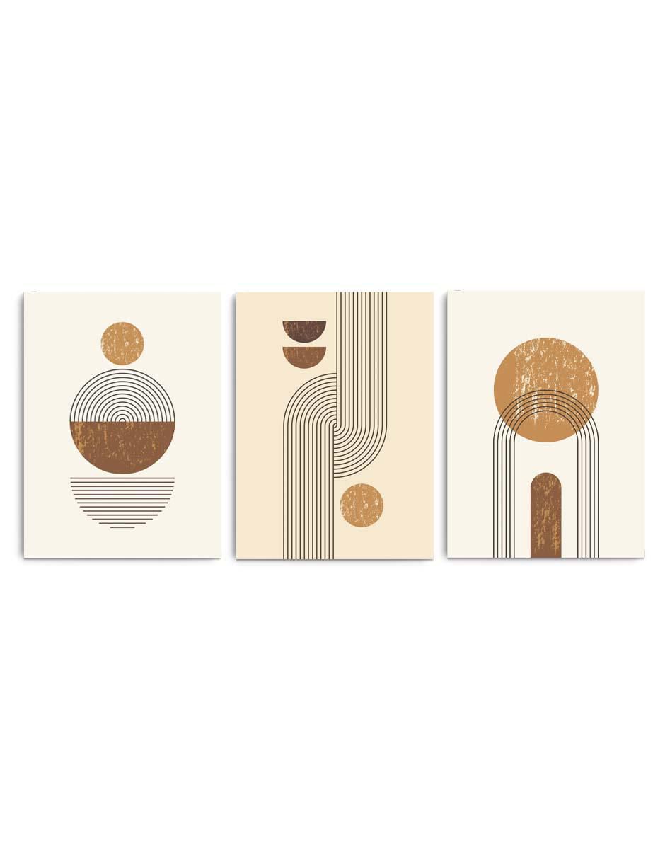Cuadro decorativo Canvas Art set de figuras geométricas con rayas con ...