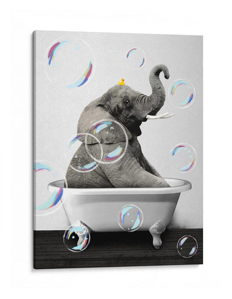 Litografía Canvas Lab Elephant Bath Color